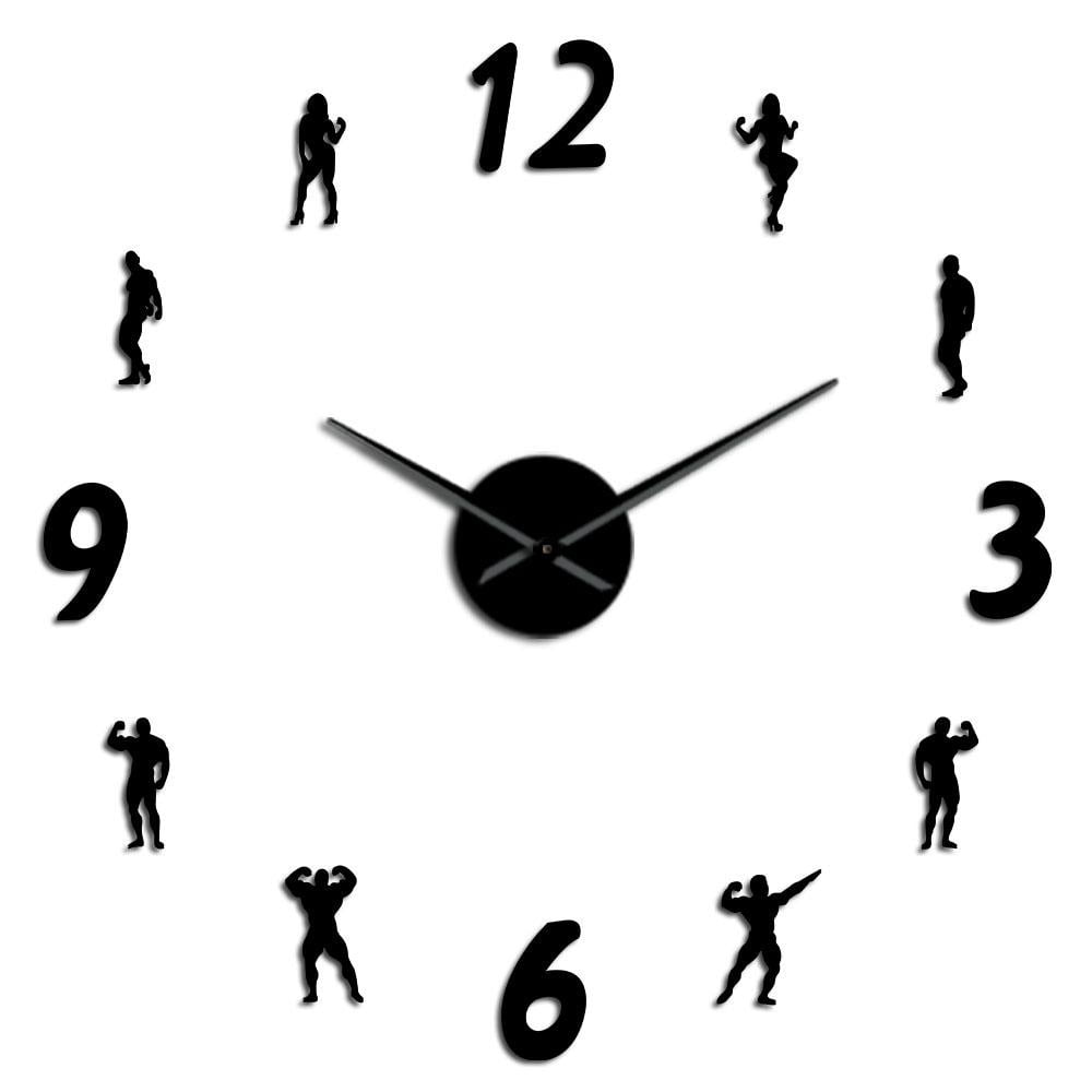 GYM Fitness Bodybuilding Frameless Wall Clock Stickers, DIY Modern ...