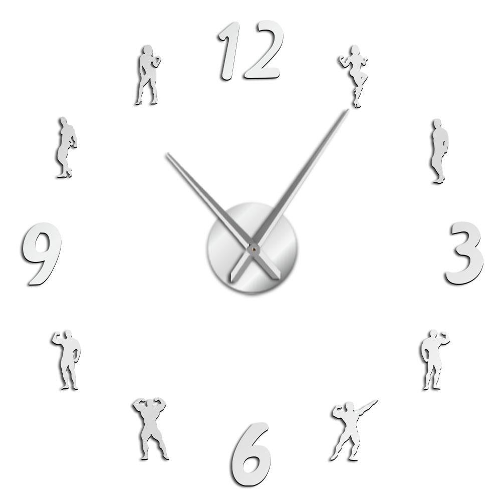 GYM Fitness Bodybuilding Frameless Wall Clock Stickers, DIY Modern ...