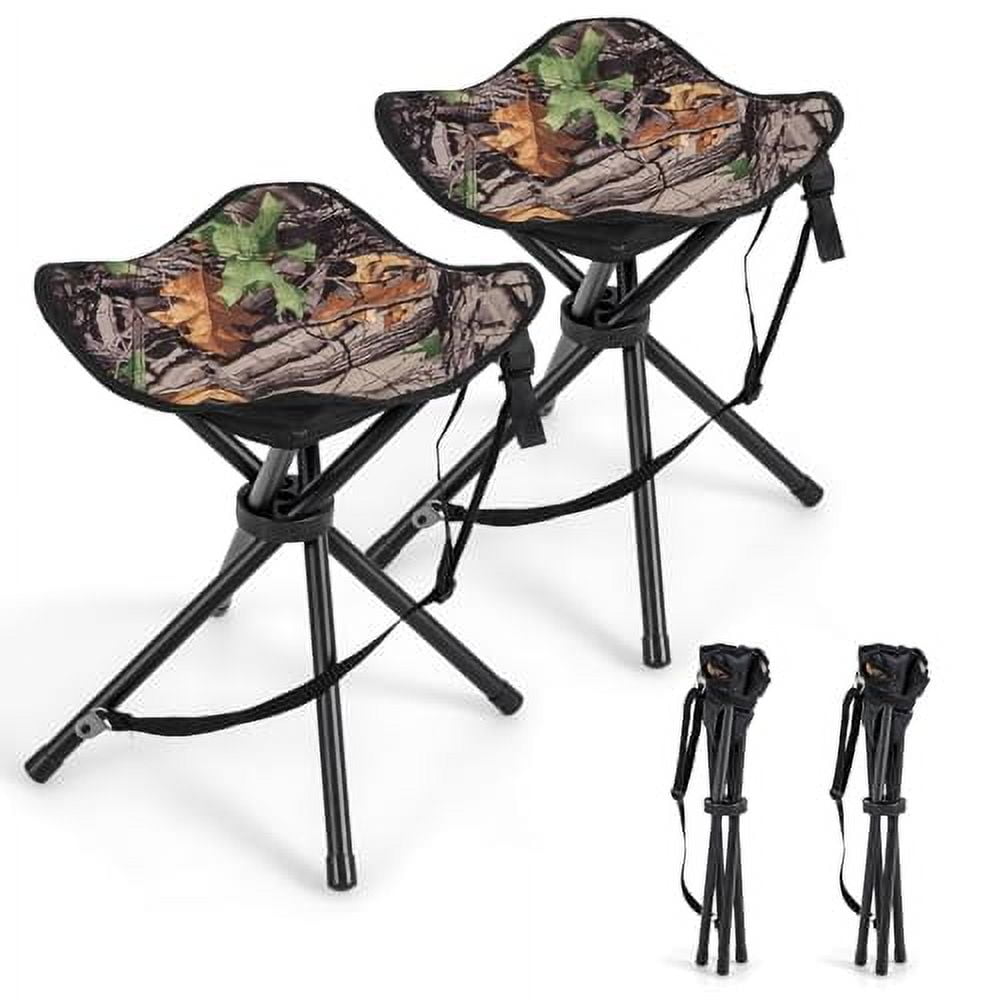 GYMAX 2 Pack Folding Stool, Portable Tripod Lightweight Hunting Stool ...