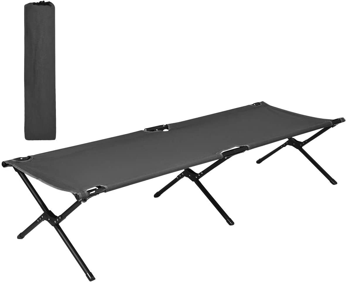 GYMAX Folding Camping Cot, Heavy Duty Portable Military Cot with Oxford ...
