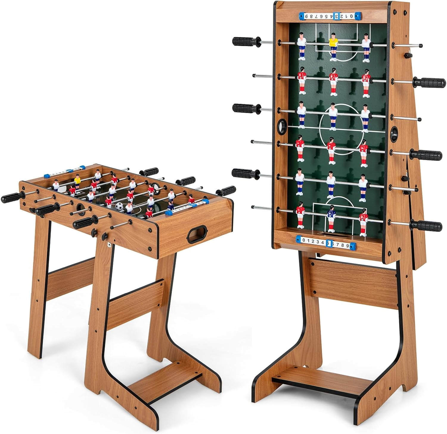 GYMAX Folding Foosball Table, 27” Freestanding Foosball Table with ...