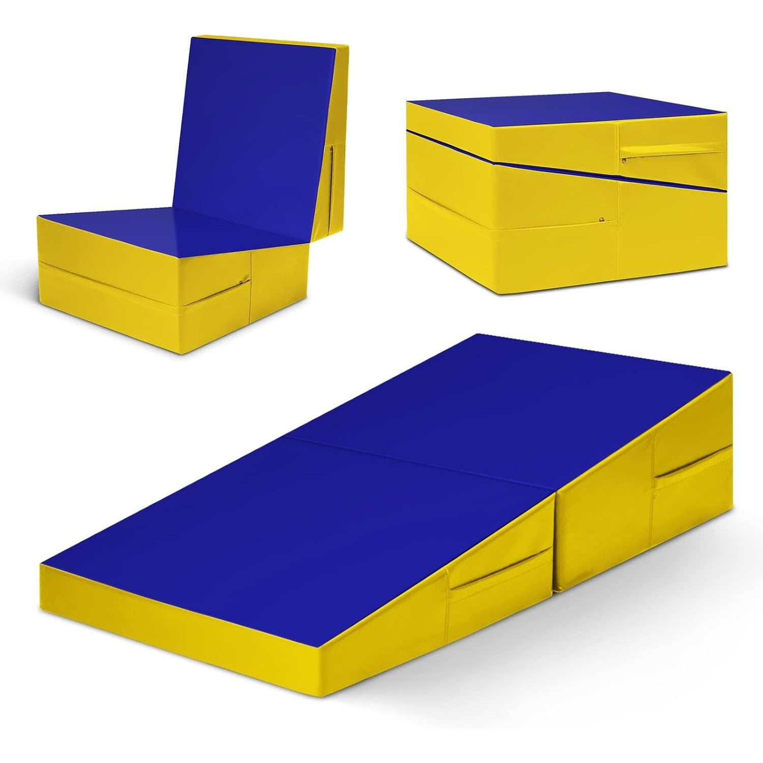 GYMAX Incline Gymnastic Mat, 60”x30”x14” Folding and Non-Folding ...
