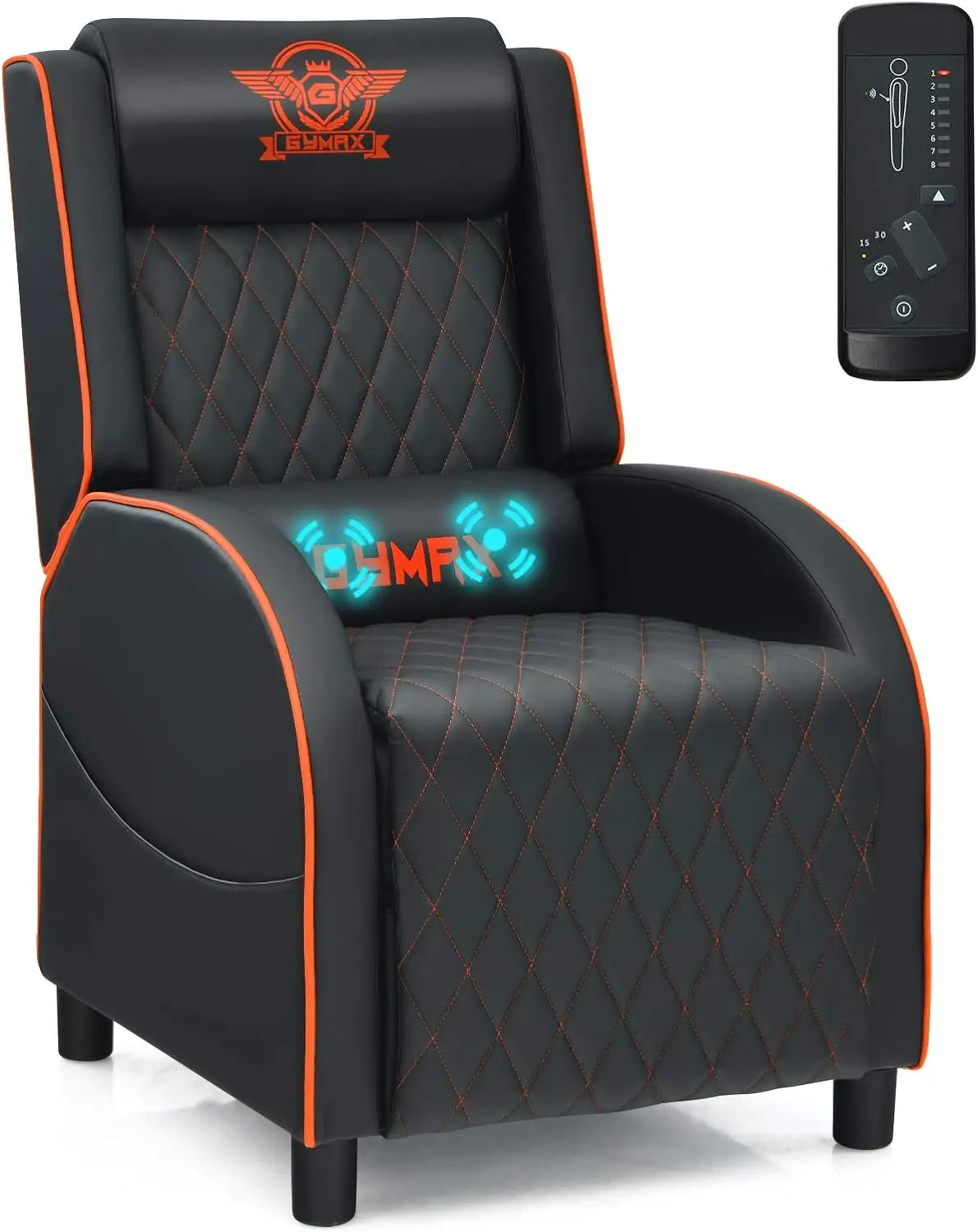 GYMAX Massage Gaming Recliner Chair, Ergonomic Racing Style Single Sofa ...