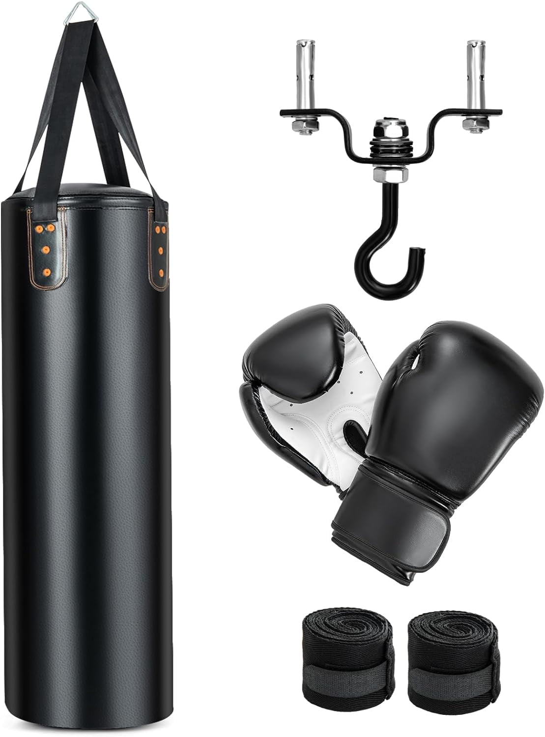 GYMAX Punching Bag, 4 in 1 Hanging Boxing Bag Set with 12OZ Punching ...