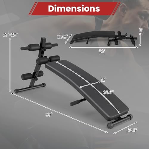 GYMAX Sit Up Bench, Decline Sit up Bench with 5-level Adjustable Height ...