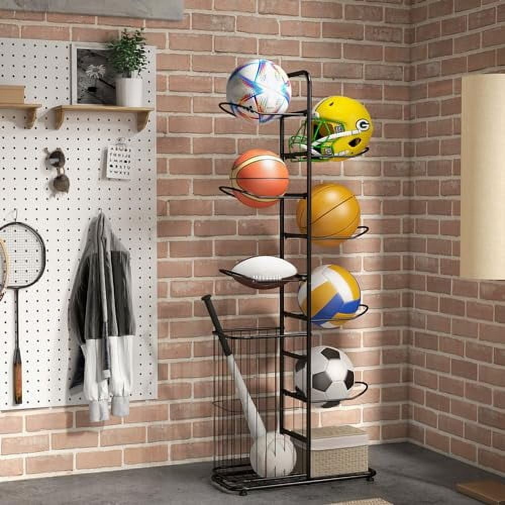 Sports Equipment Organizer Basketball Rack 7-Tier with Removable ...