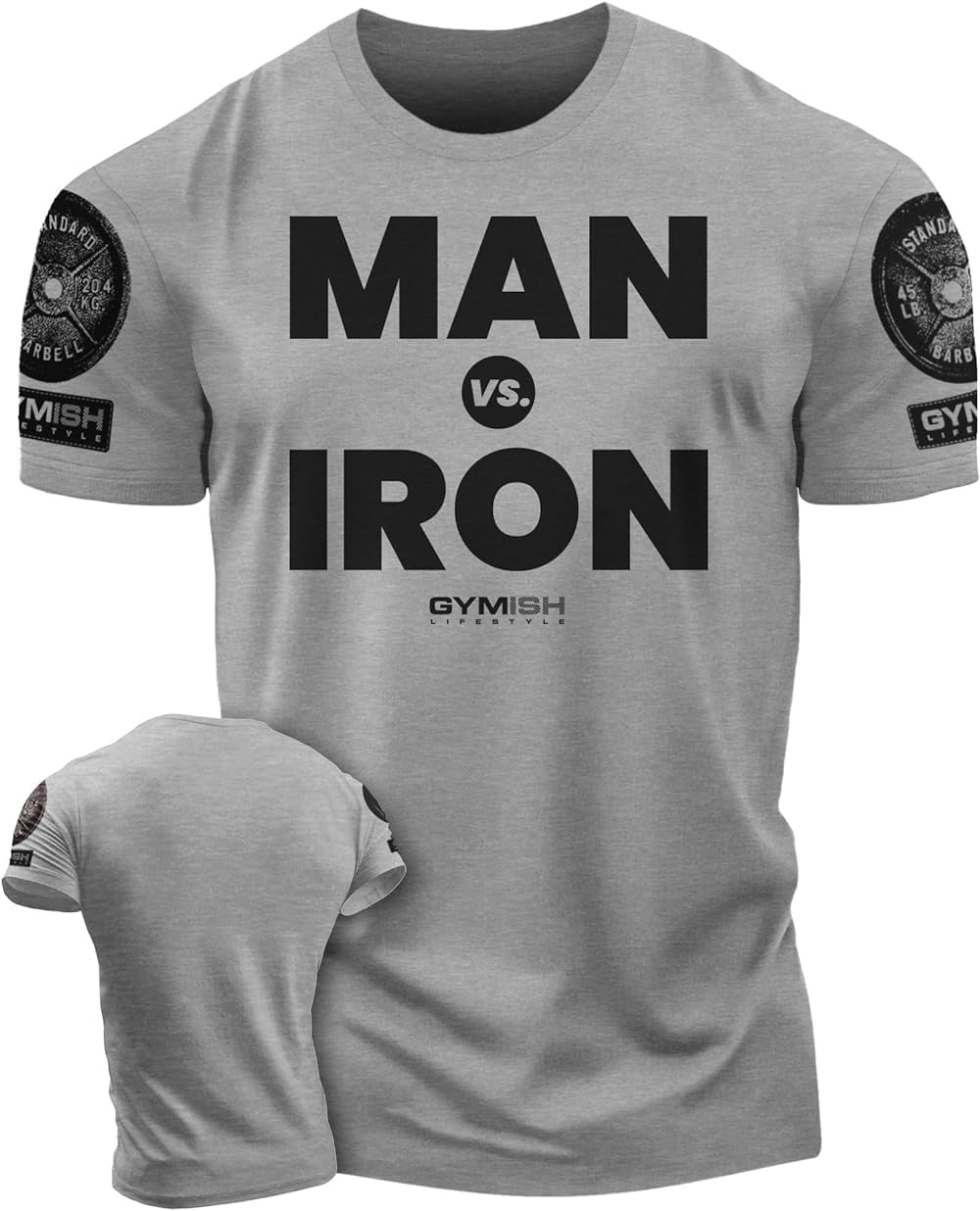 GYMISH Man Vs. Iron Workout T-Shirt for Men, Funny Gym Shirt, Lifting Tee, Deadlift T-Shirt, Men ...