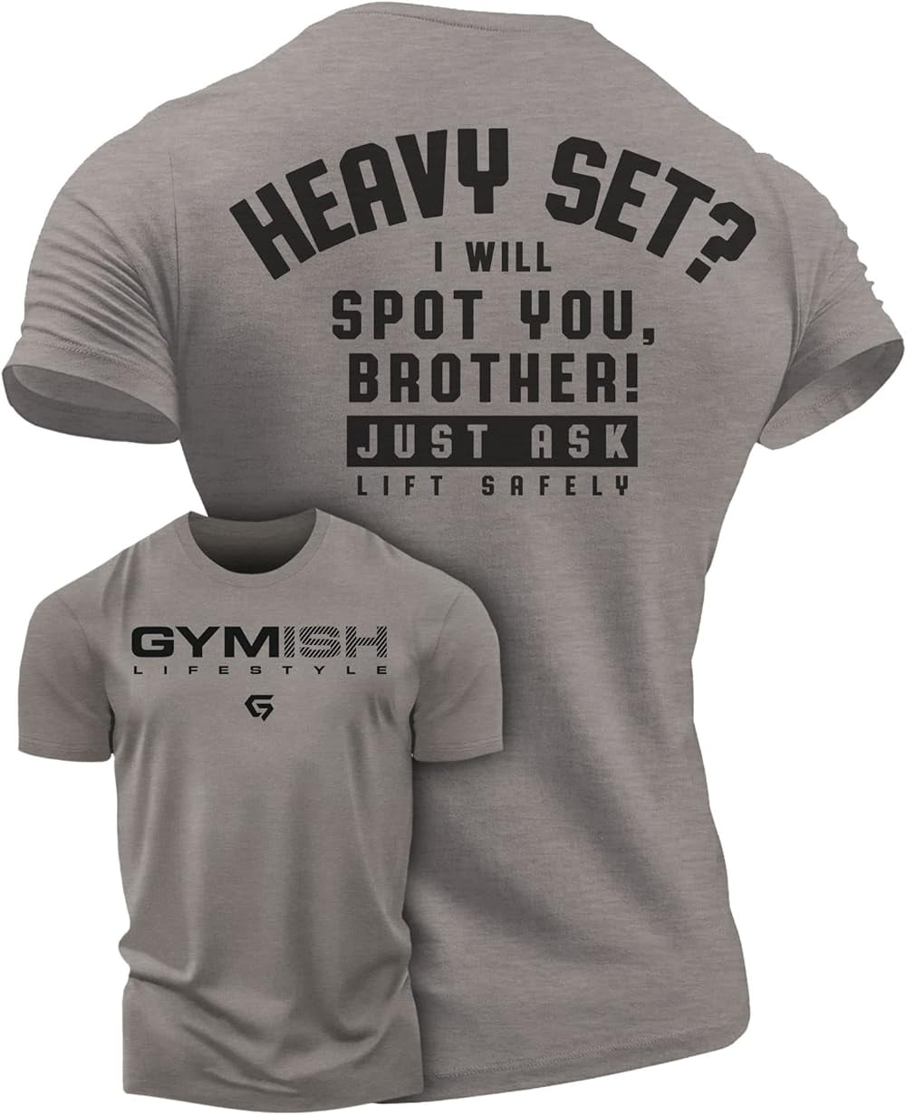 GYMISH Spotter Workout T-Shirt for Men, Funny Gym Shirts, Lifting T-Shirt, Deadlift Tee, Men's ...