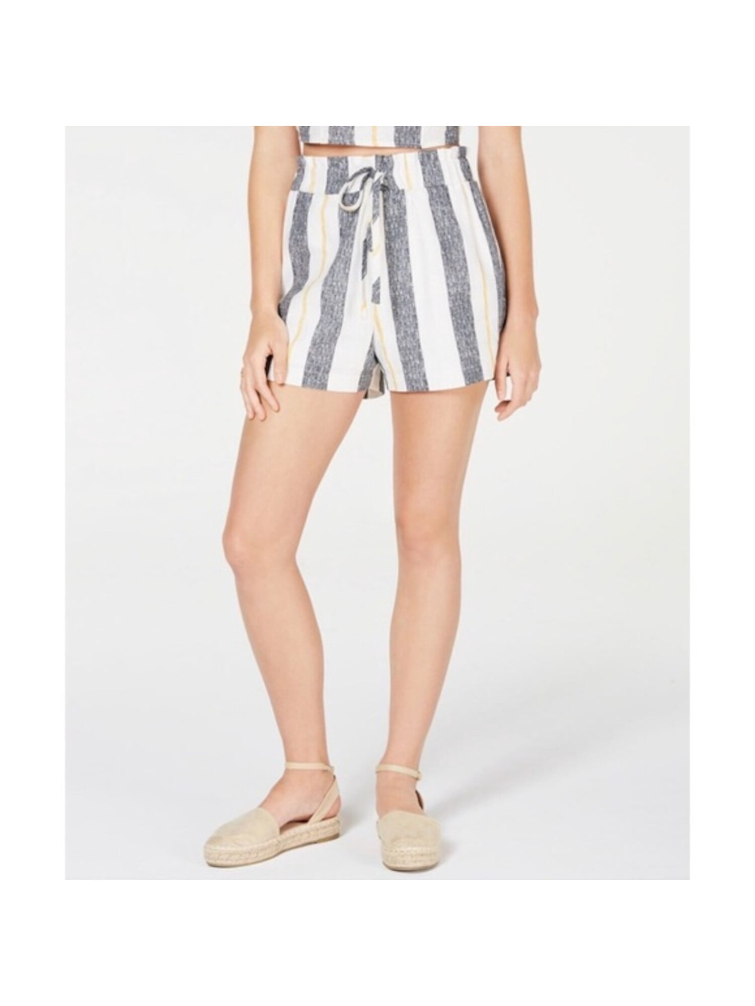 GYPSIES & MOONDUST Womens Ivory Tie Striped Shorts L - Walmart.com