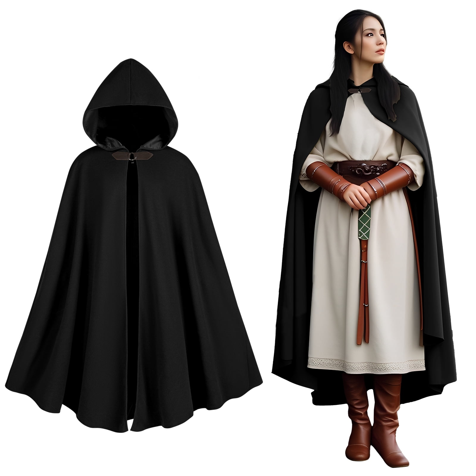 GYQMBT Cloak with Hood Women,Medieval Costume Women Round Metal Buckle ...