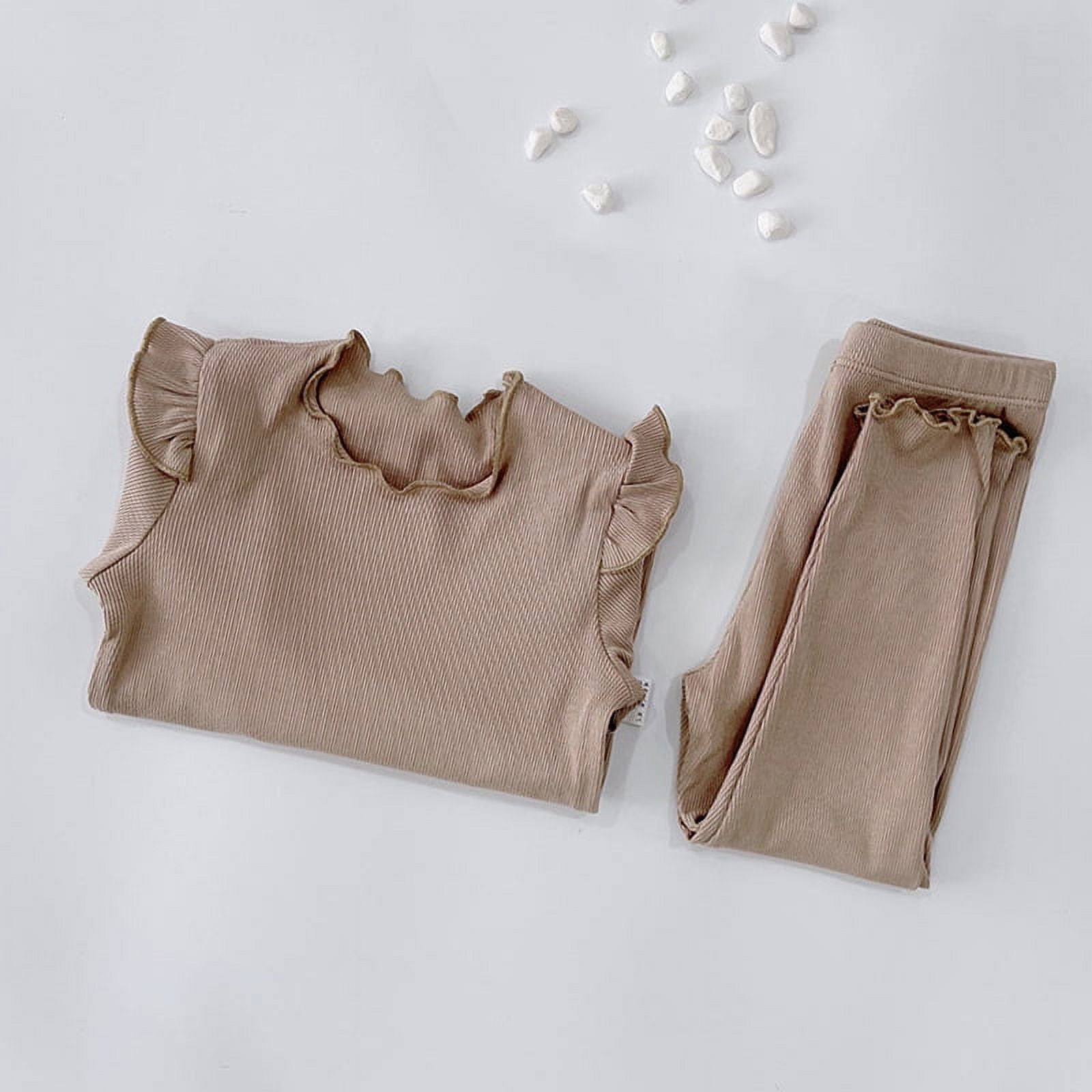 GYRATEDREAM 0-5T Infant Toddler Kids knit Ruffle Pajamas Set Long ...