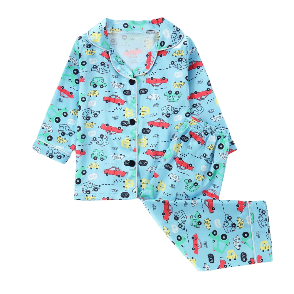 GYRATEDREAM 1-6T Toddler Girls Silk Satin Pajamas Set Silk Button-Down ...