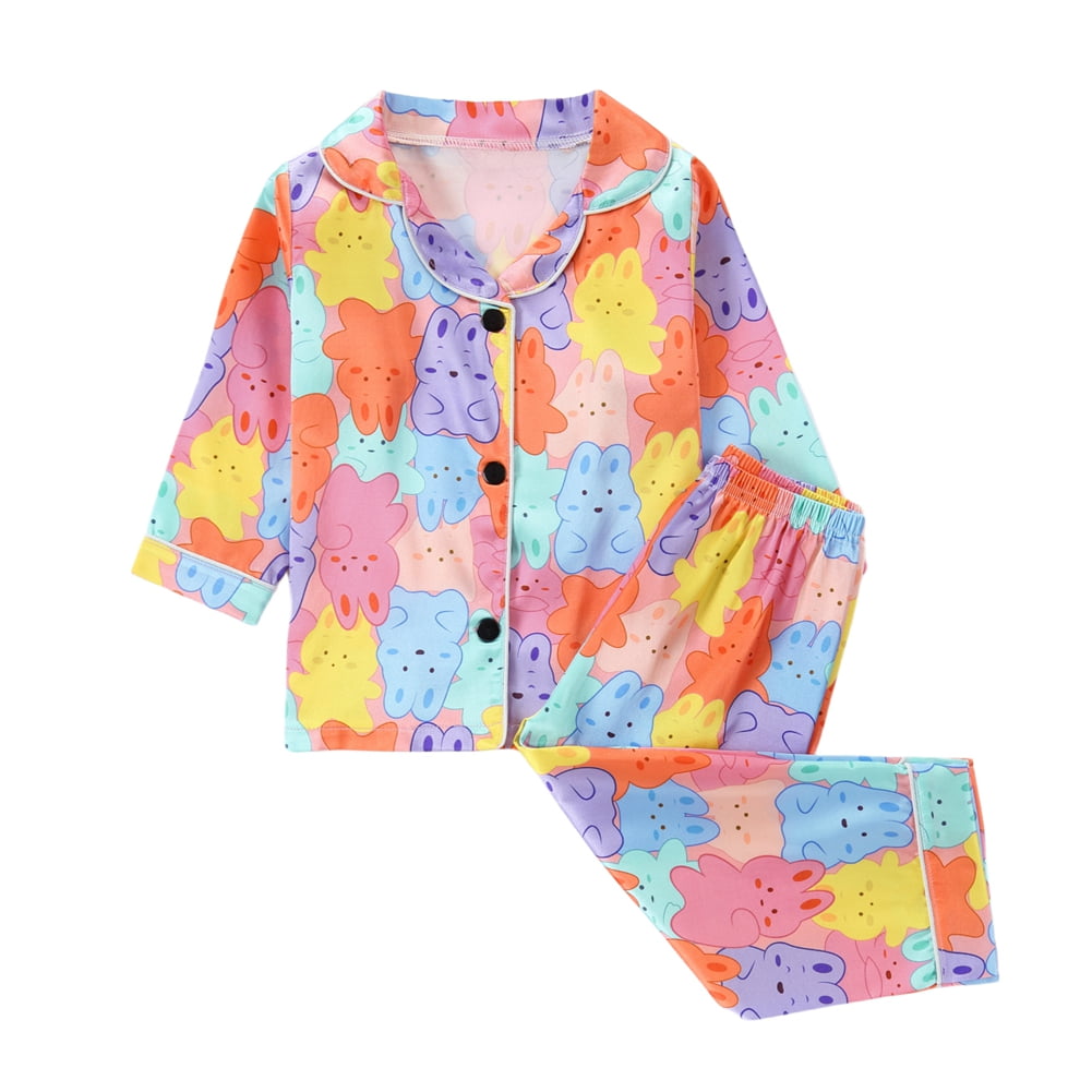 GYRATEDREAM 1-6T Toddler Girls Silk Satin Pajamas Set Silk Button-Down ...