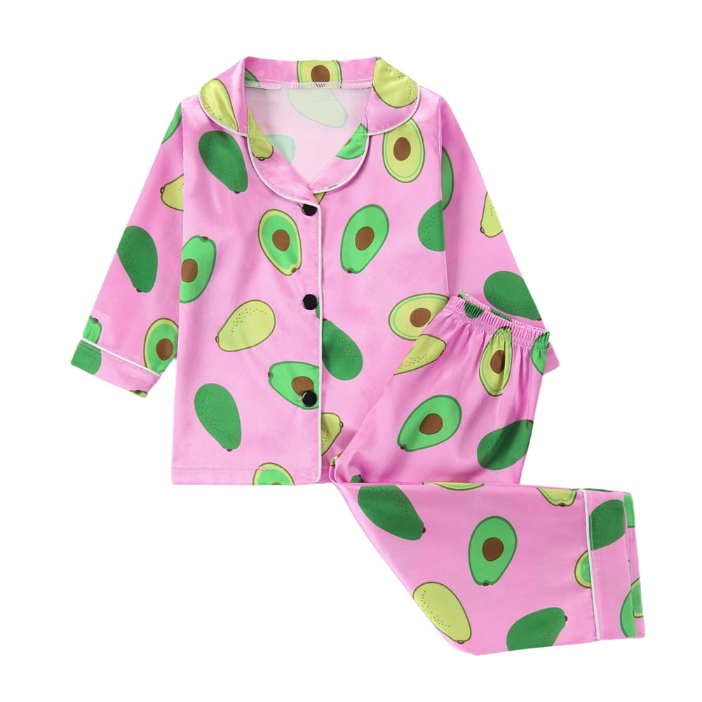 GYRATEDREAM 1-6T Toddler Girls Silk Satin Pajamas Set Silk Button-Down ...