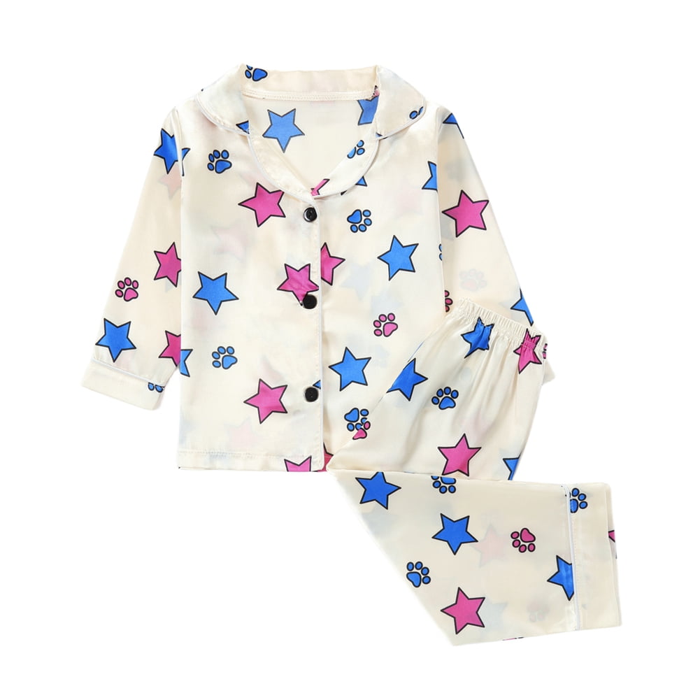 GYRATEDREAM 1-6T Toddler Girls Silk Satin Pajamas Set Silk Button-Down ...