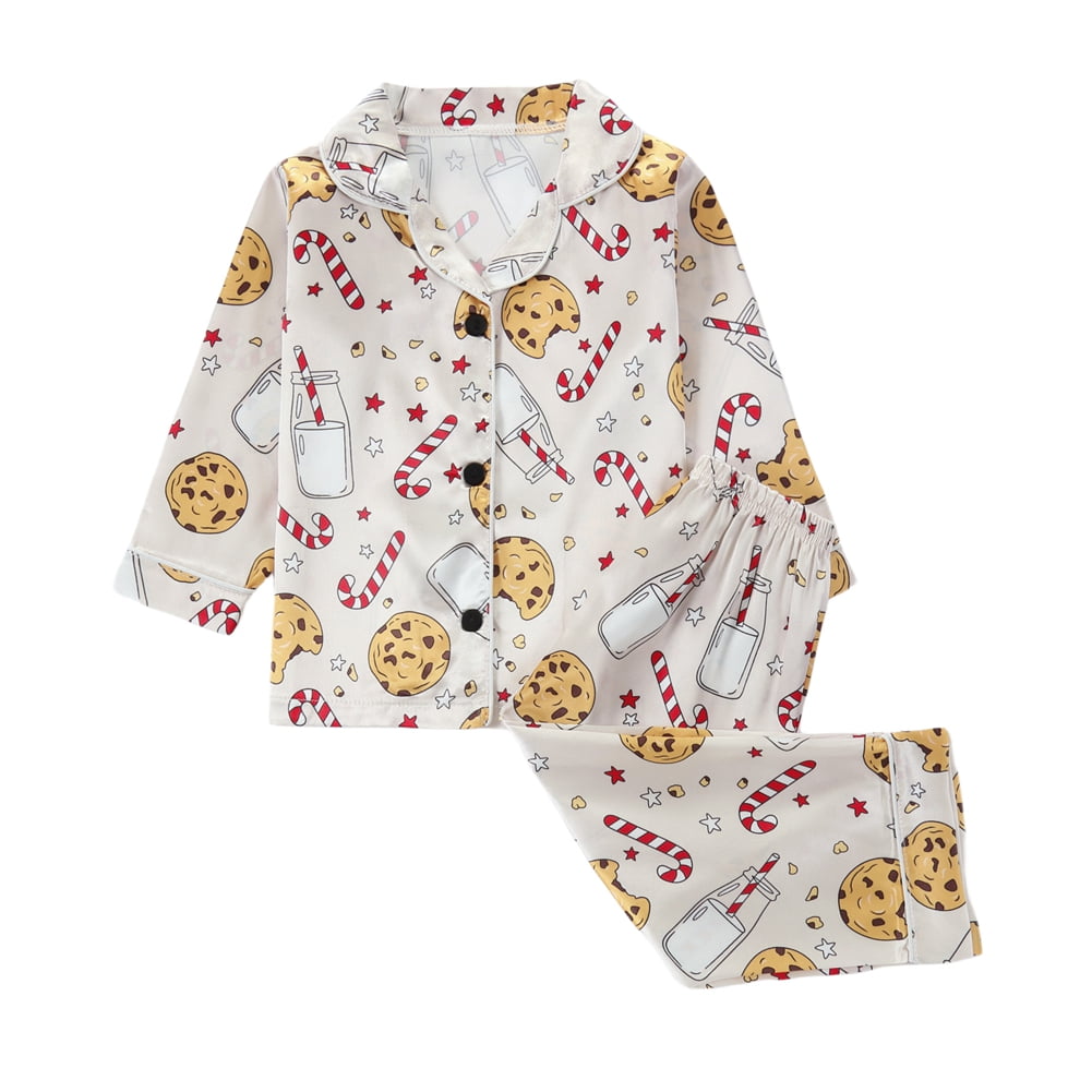 GYRATEDREAM 1-6T Toddler Girls Silk Satin Pajamas Set Silk Button-Down ...