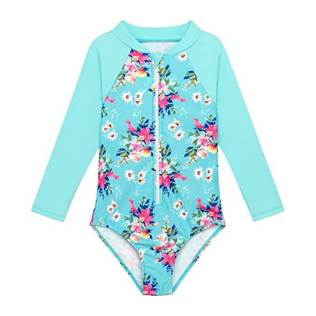 GYRATEDREAM 1-7T Girls'Long Sleeve Rashguard UPF 50+ One Piece Swimsuit ...