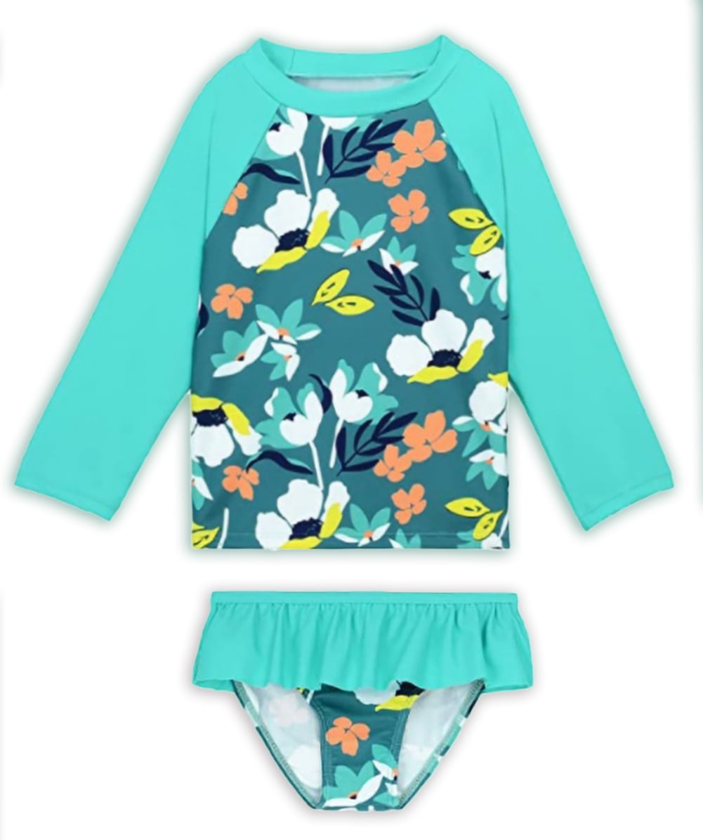 GYRATEDREAM 1-7T Girls'Long Sleeve Rashguard UPF 50+ Two Piece Swimsuit ...