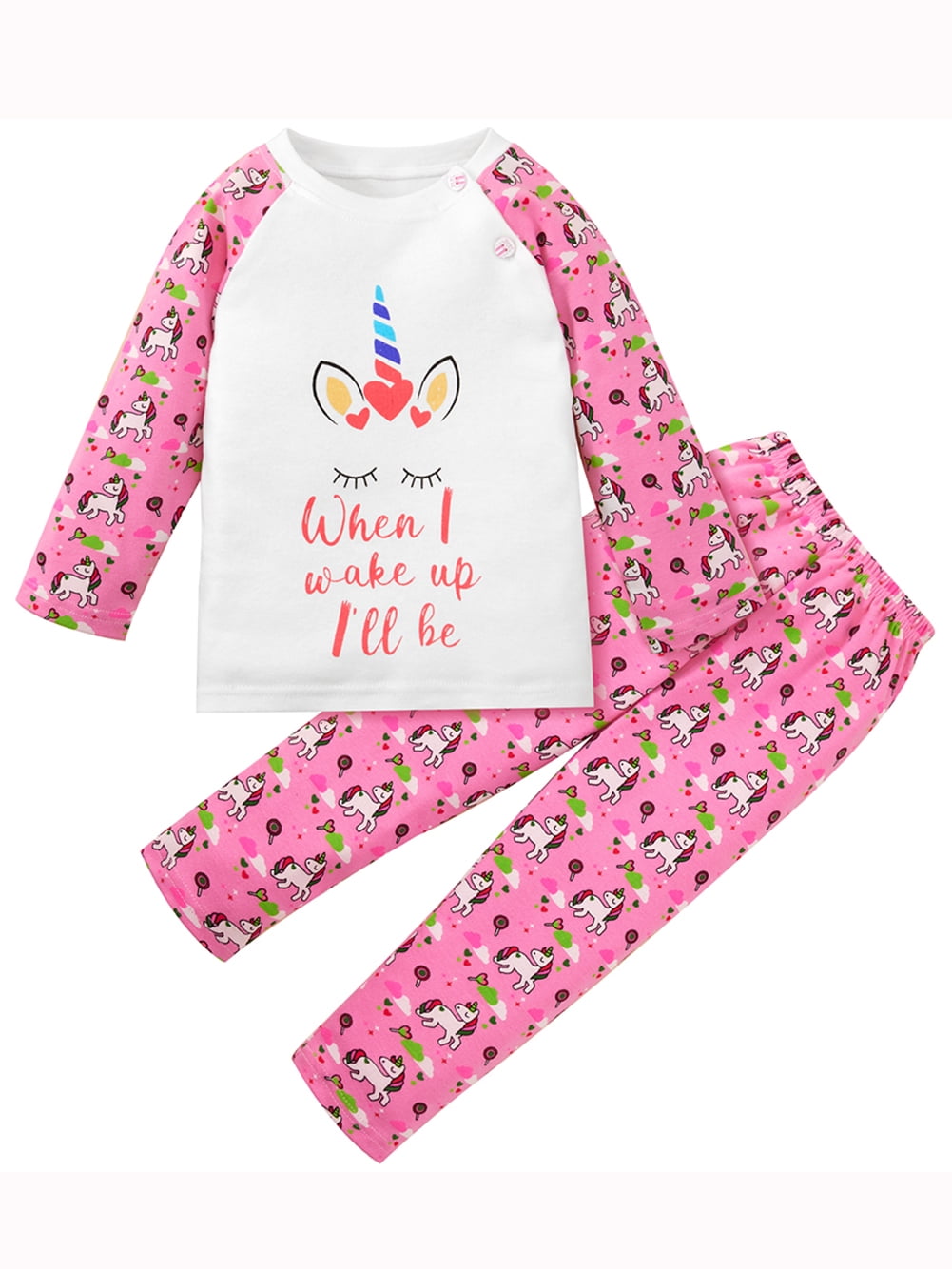 GYRATEDREAM 1-8T Kids Baby Girls Pajamas Sets Casual Comfy Loungewear ...