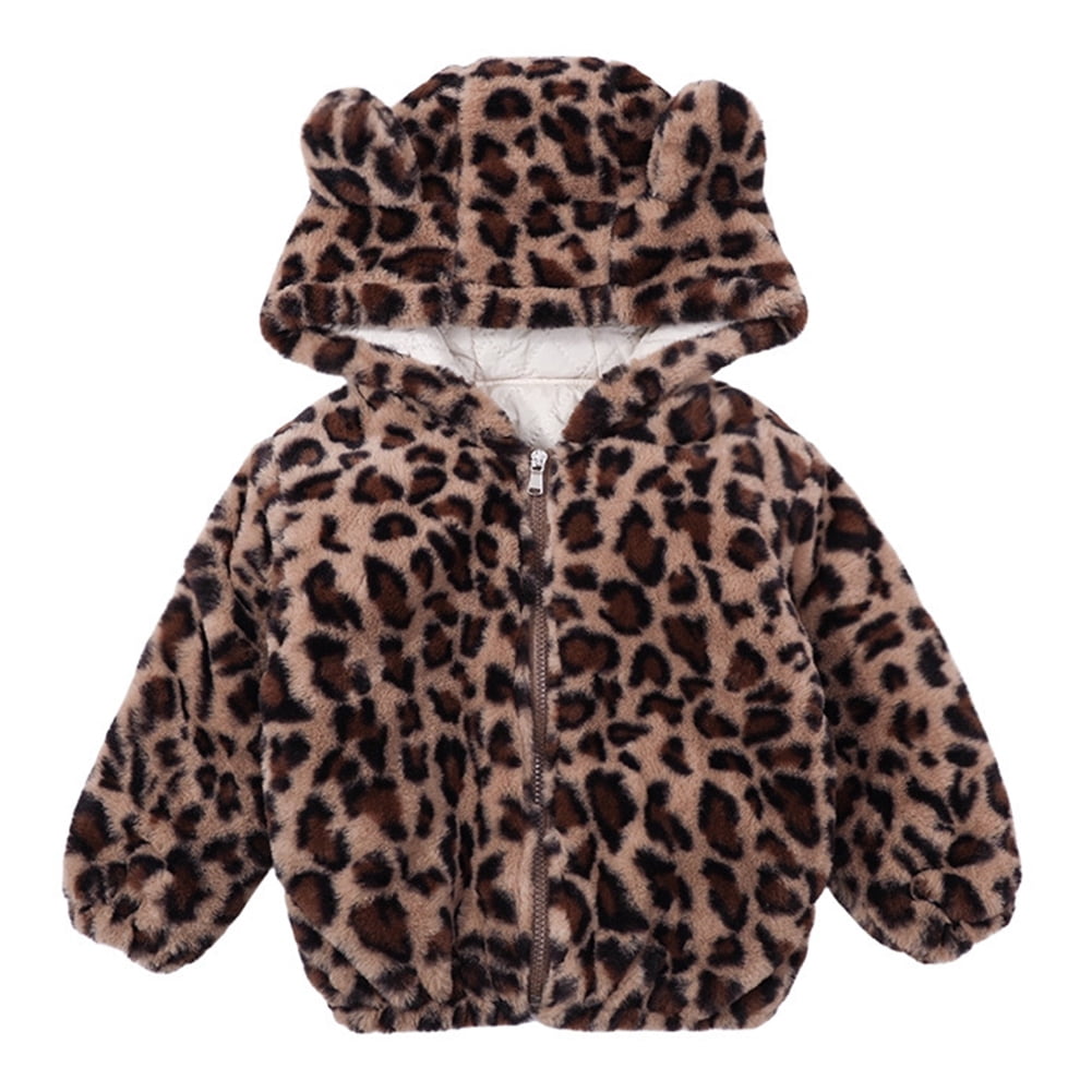 GYRATEDREAM 2-10T Newborn Infant Girls Fleece Leopard Coat Long Sleeve ...