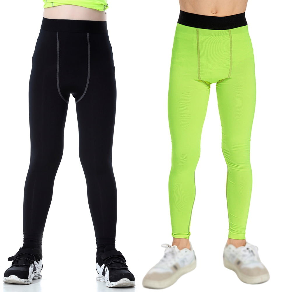 GYRATEDREAM 2 Pack Boys Compression Pants Base Layers Soccer Hockey ...
