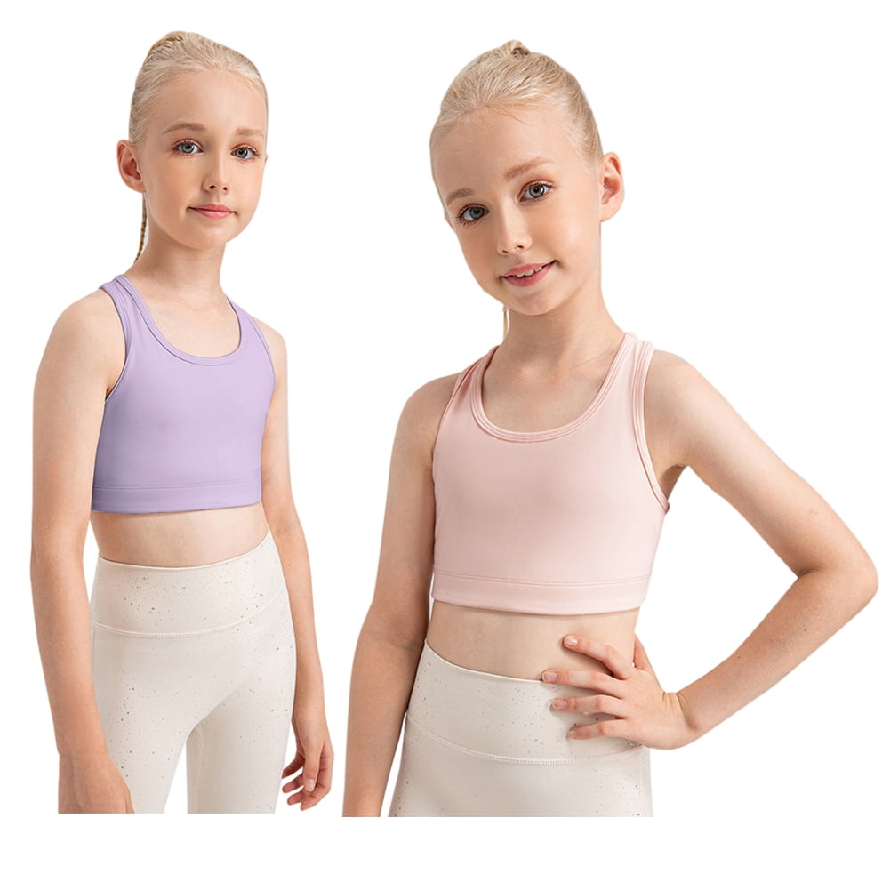 GYRATEDREAM 2 Pack Girls Training Bra - Sports Bra Scoop Neck Yoga Bra ...
