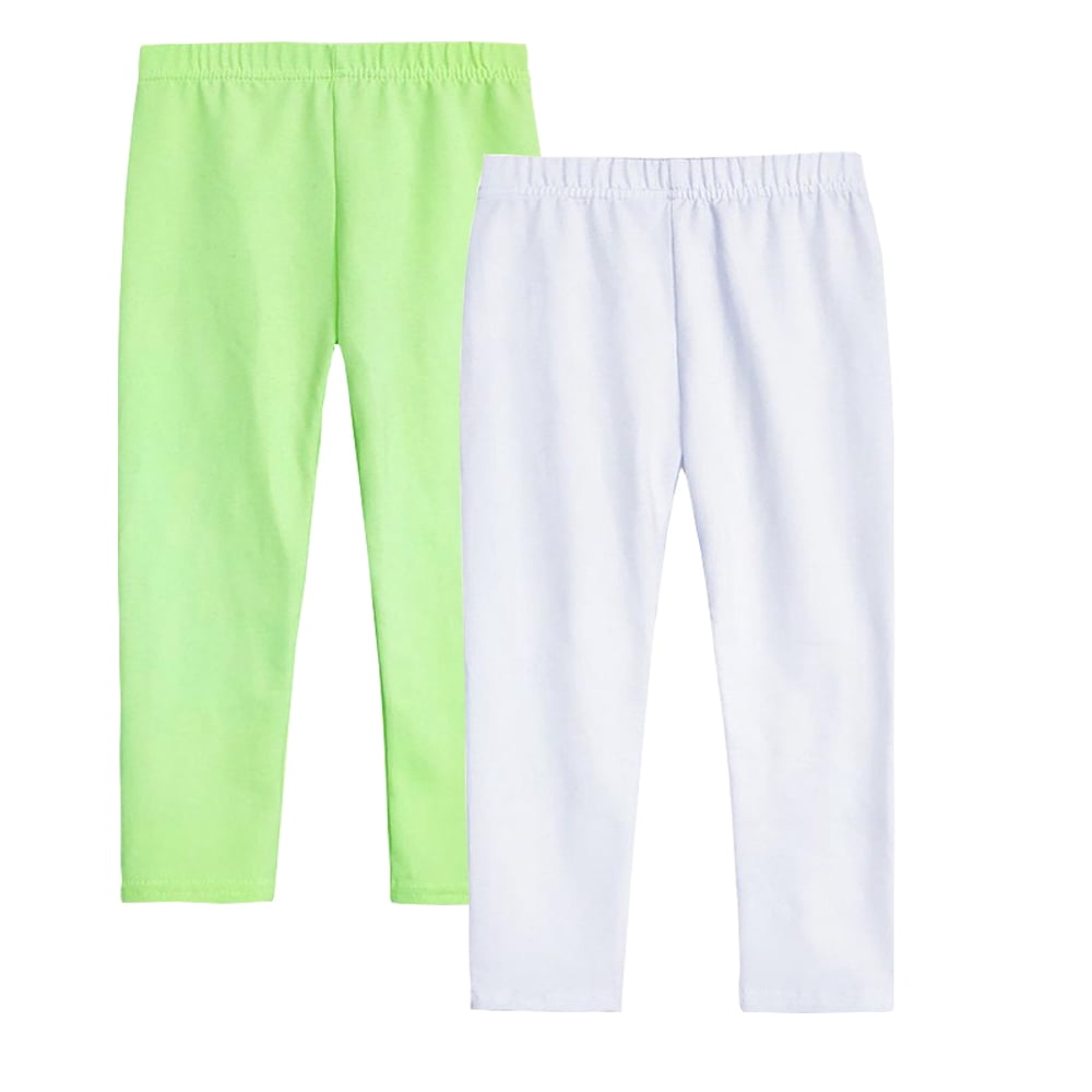 GYRATEDREAM 2 Pack Little Girls Solid Color Leggings Soft Stretch ...