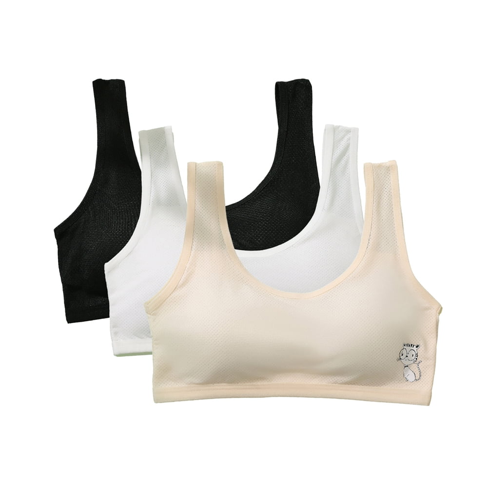 GYRATEDREAM 3 Pack Girls' Cotton Cropped Bra Padded Training Bra tretch ...