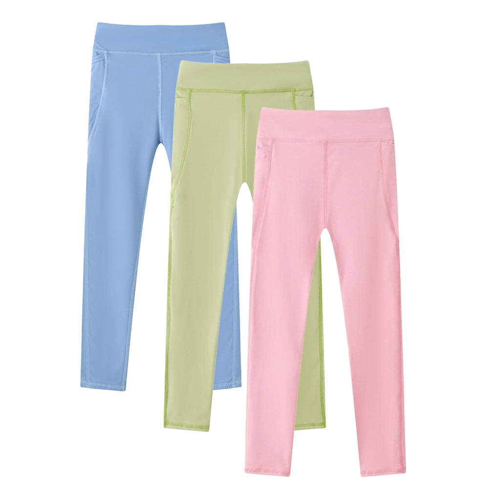 GYRATEDREAM 3 Pack Girls Leggings with Pockets Girls Yoga Pants ...