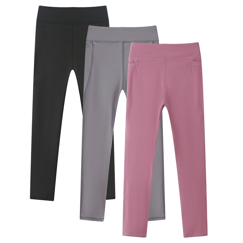 GYRATEDREAM 3 Pack Girls Leggings with Pockets Girls Yoga Pants ...