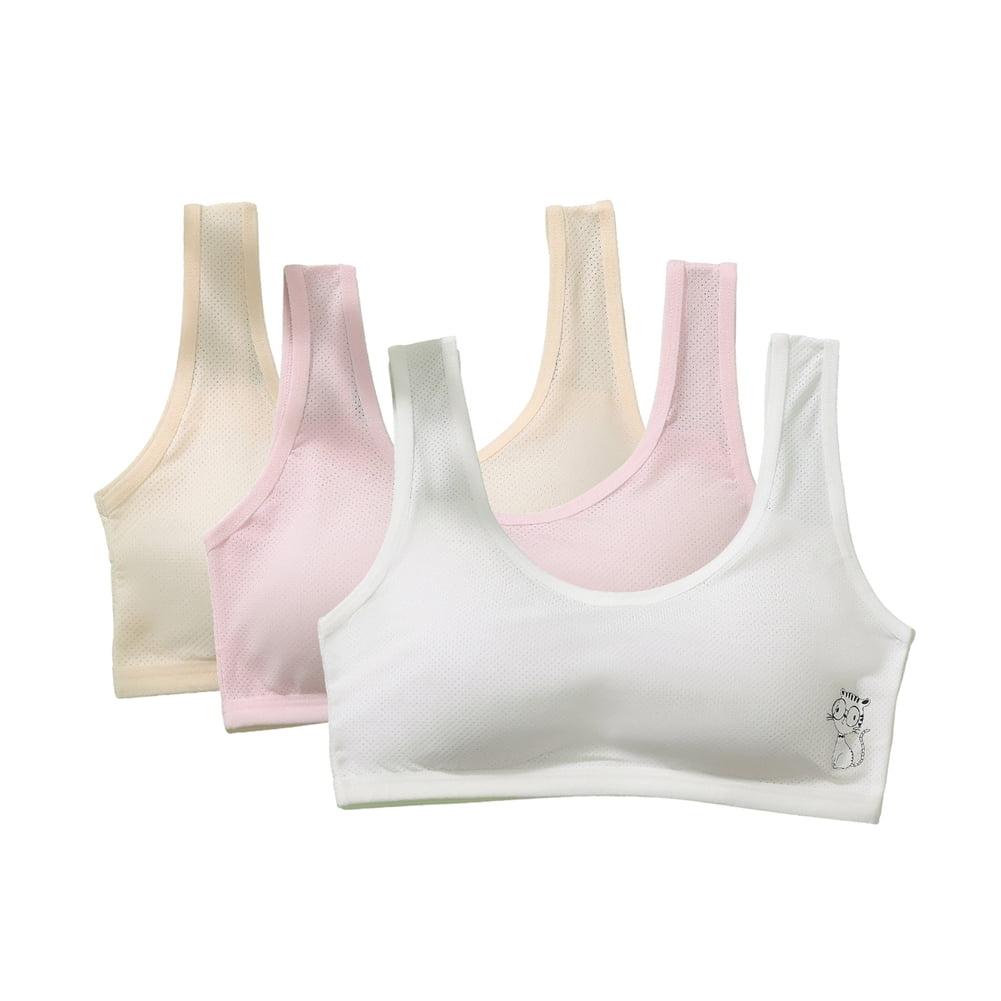 GYRATEDREAM 3 Pack Girls' Cotton Cropped Bra Padded Training Bra tretch ...