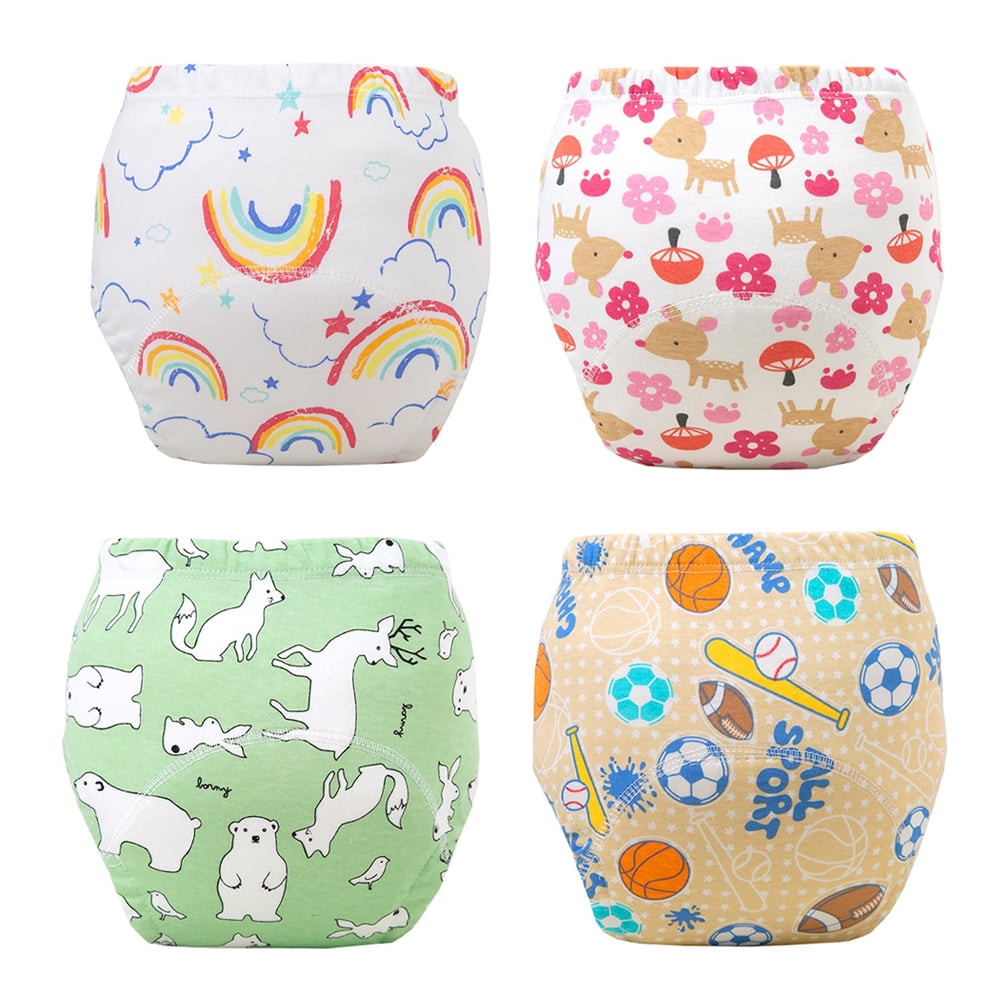 GYRATEDREAM 4 Pack Baby Cotton Training Pants Strong Absorbent Toddler ...