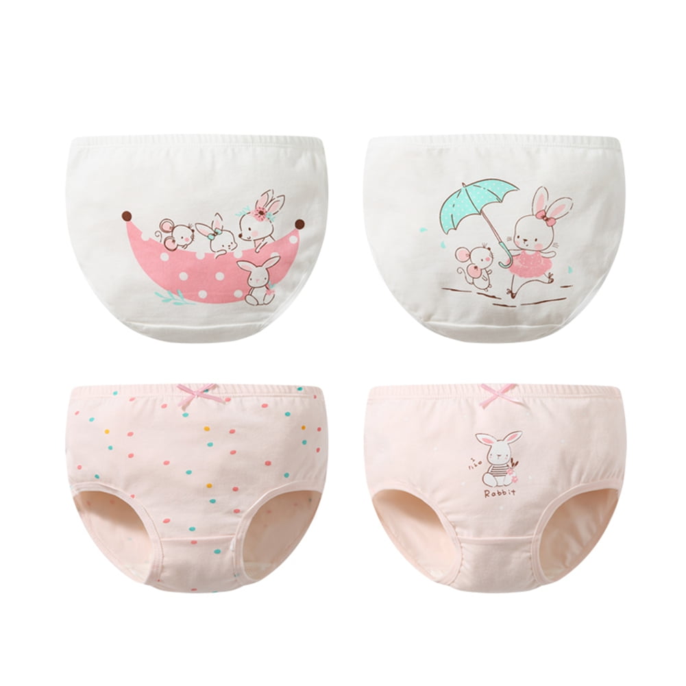 GYRATEDREAM 4 Pack Girls Soft Cotton Underwear Basic Panty Briefs Kids ...
