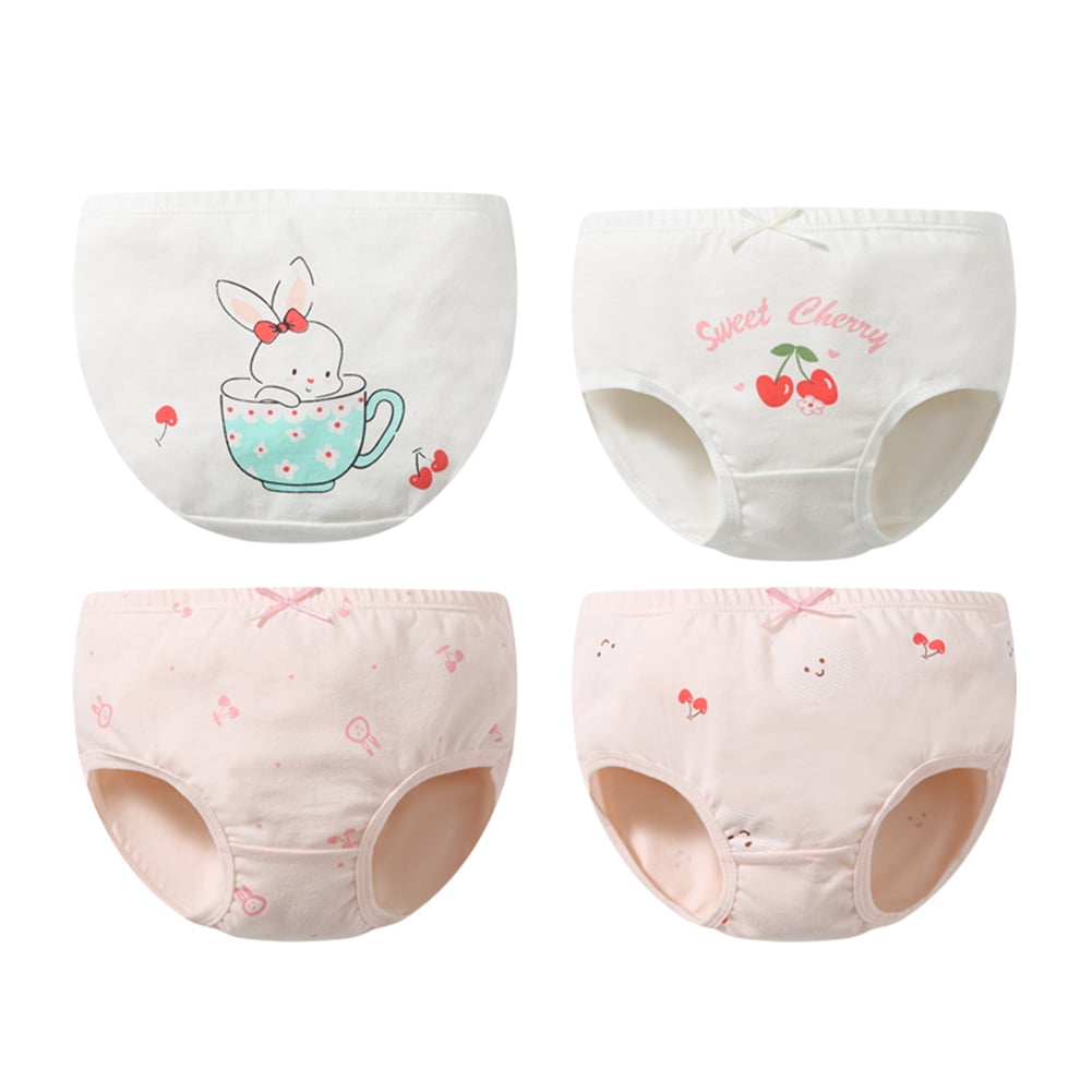 GYRATEDREAM 4 Pack Girls Soft Cotton Underwear Basic Panty Briefs Kids ...