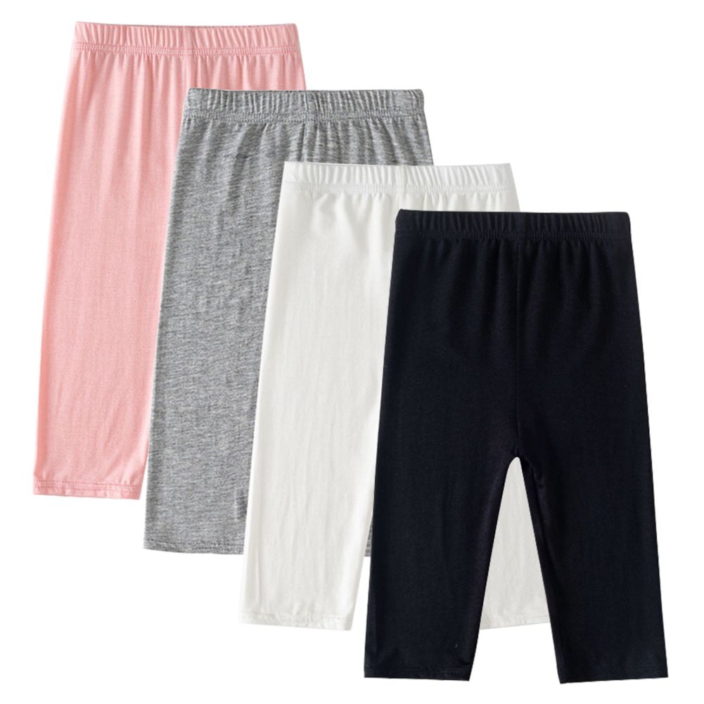 GYRATEDREAM 4 Pack Toddlers Girls Capri Leggings 3/4 Pants Basic School ...