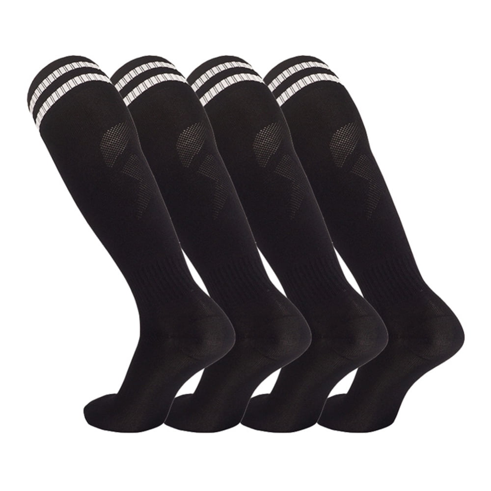 GYRATEDREAM 4 Pairs Youth Double Stripe Grip Soccer Socks, 2 Stripe Non ...