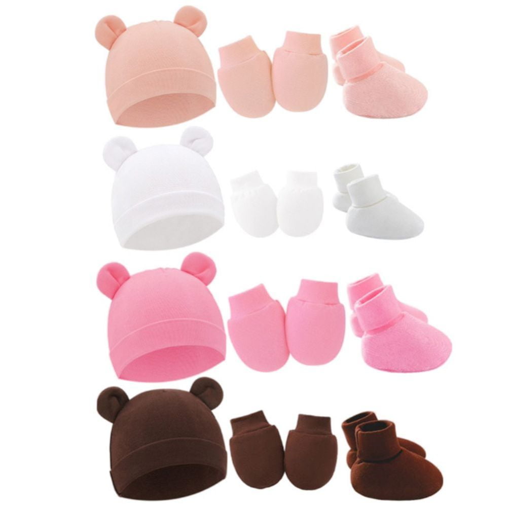 GYRATEDREAM 4 Pieces Newborn Boys Girls Hats Baby Hat and No Scratch ...