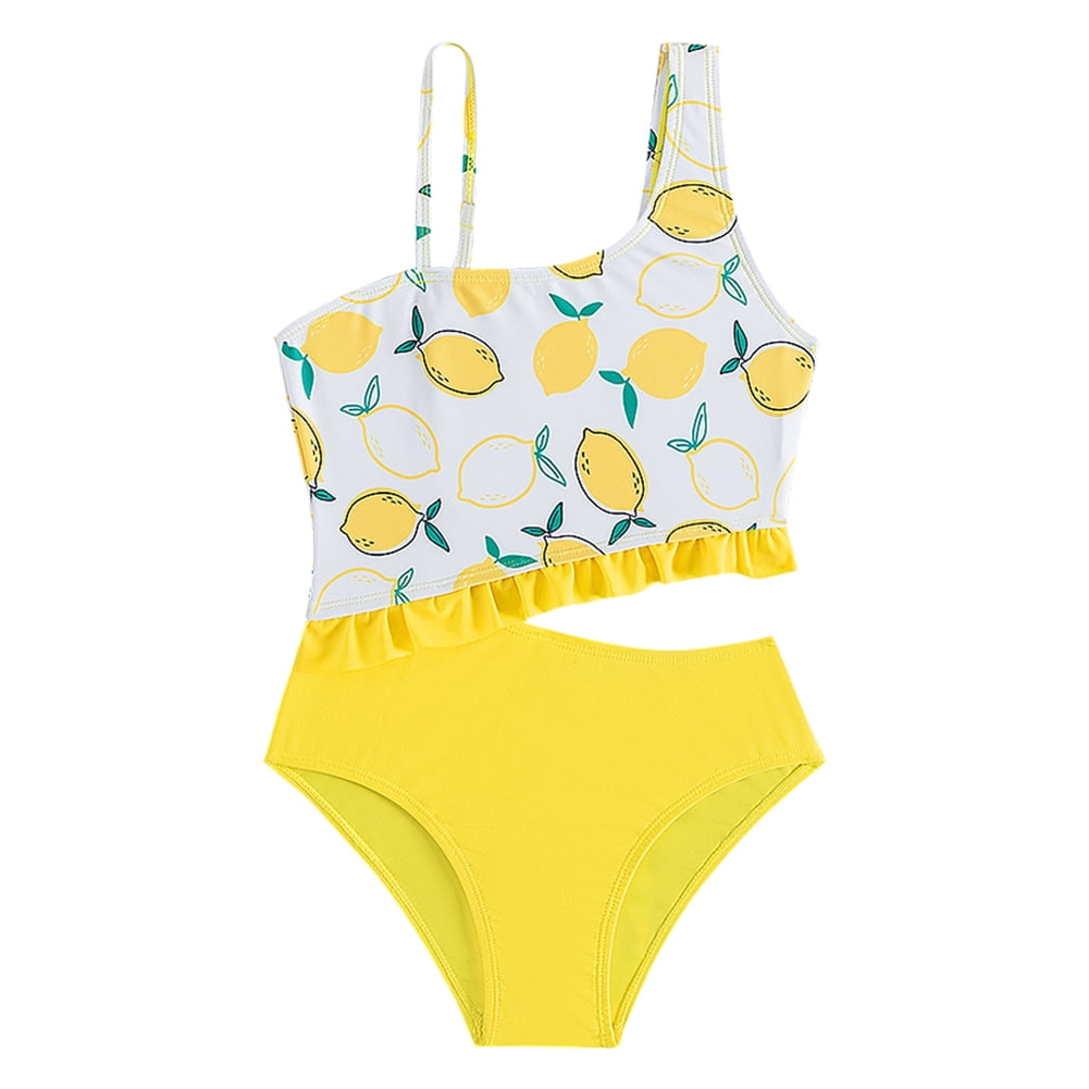 GYRATEDREAM 5-14T Kids Girls One Piece Swimsuit Ruffle Sling Swimwear ...