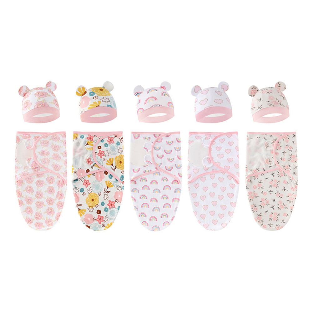 GYRATEDREAM 5 Pack Newborn Baby Swaddle Sleep Sack with Hat Set Infant ...