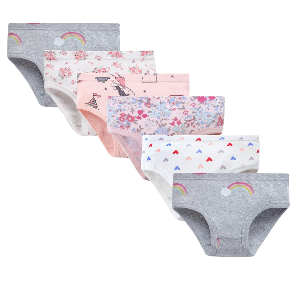 GYRATEDREAM 6 Pack Girls' Soft Cotton Underwear Toddler Undies Kids ...