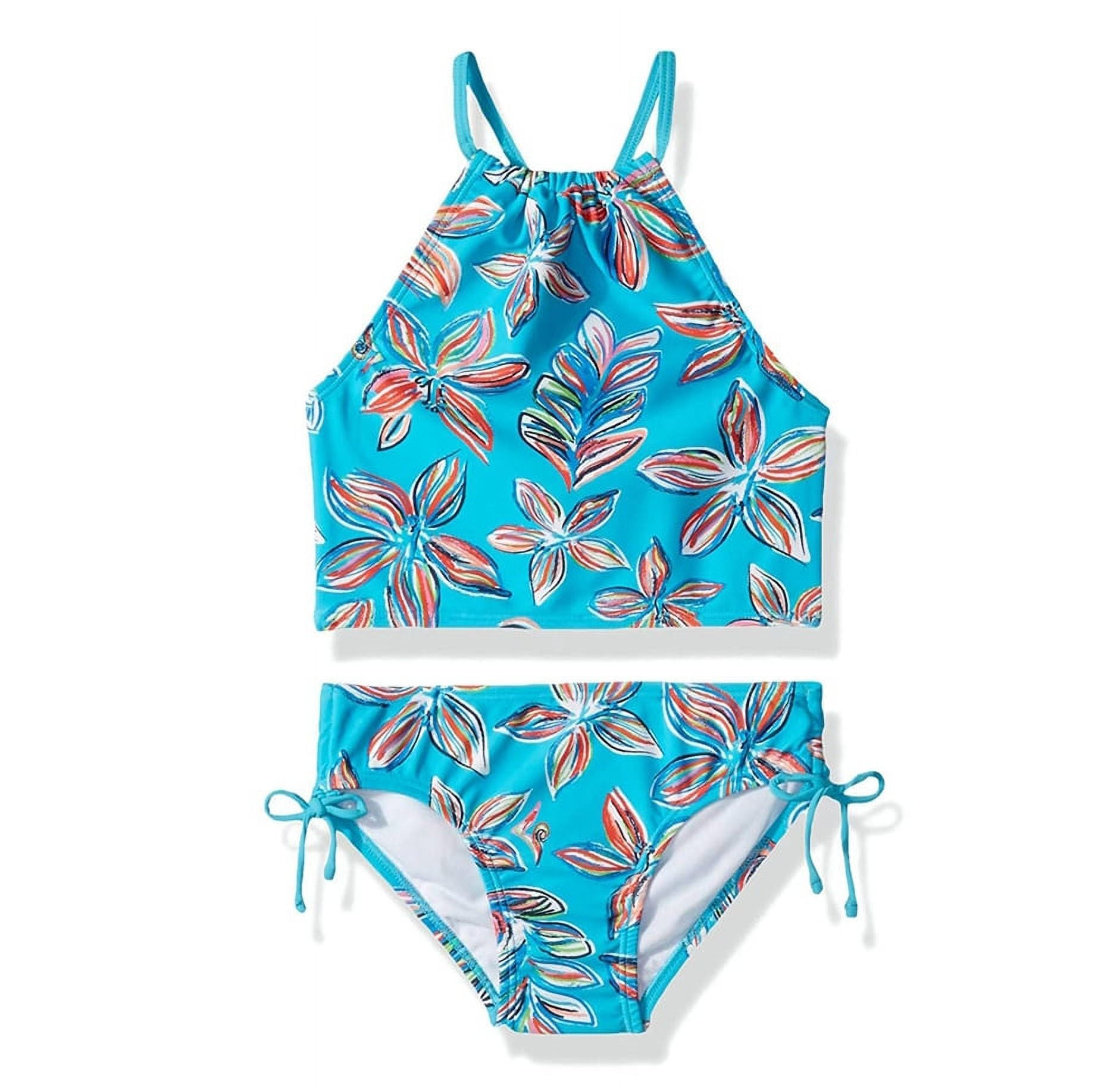 GYRATEDREAM 7-13Y Child Girls Halter Tankini Side Tie Bikini Bathsuit ...