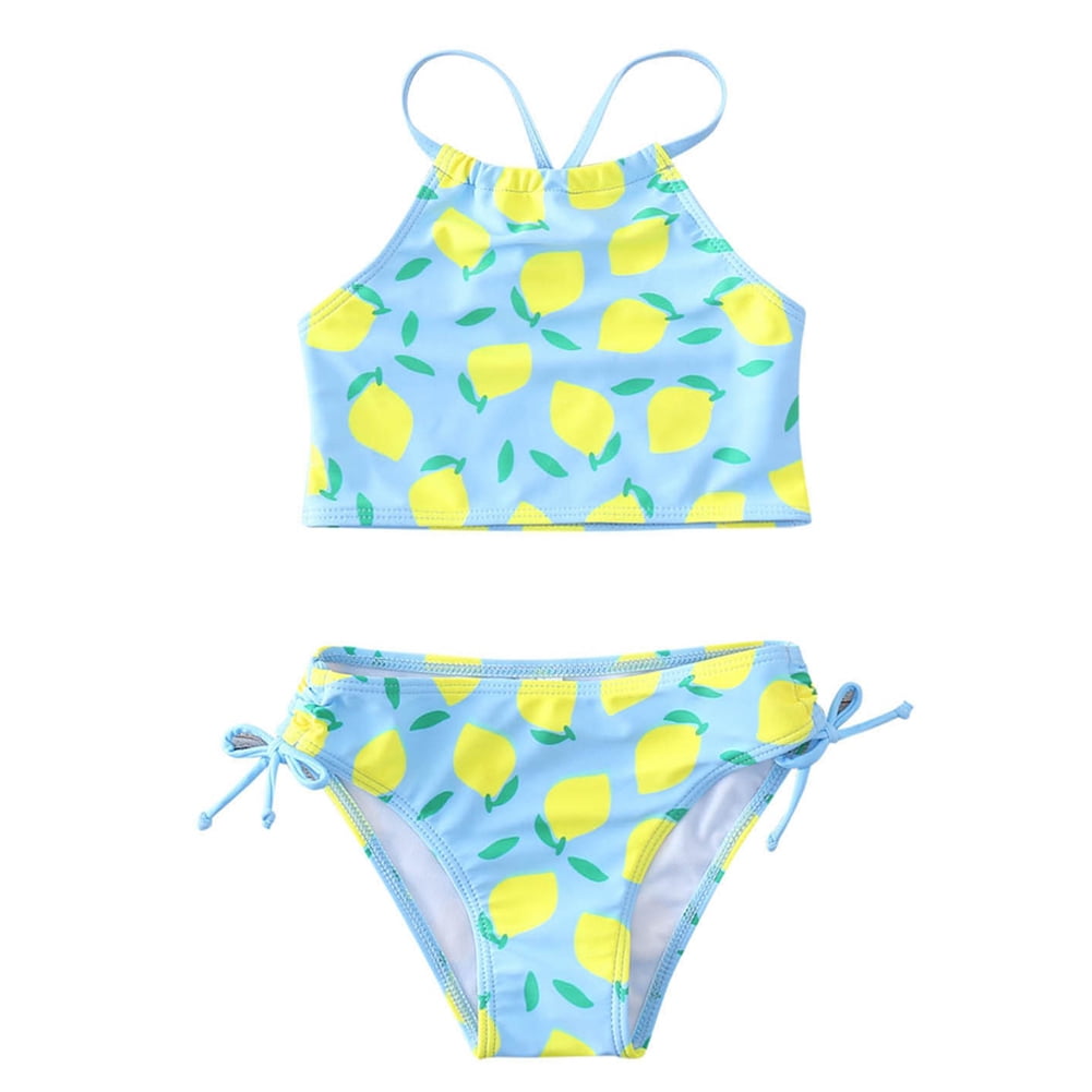 GYRATEDREAM 7-13Y Child Girls Halter Tankini Side Tie Bikini Bathsuit ...