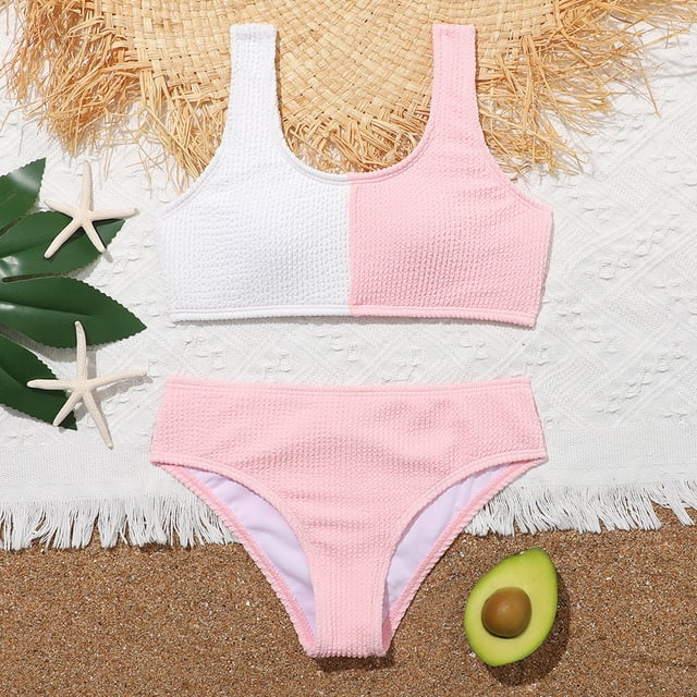 GYRATEDREAM 7-14T Child Girls 2 Piece Bikini Set Color Block Swimsuit ...