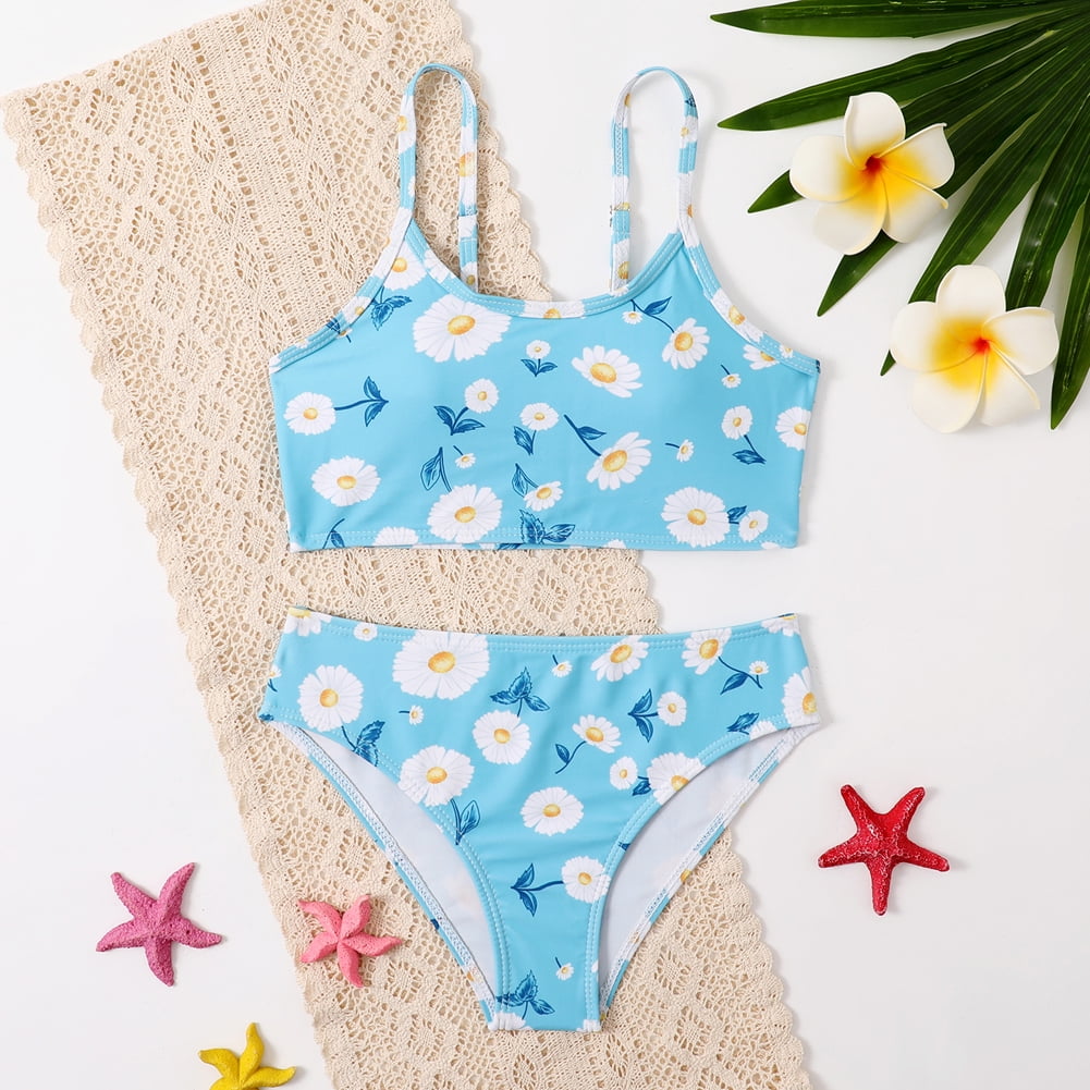 GYRATEDREAM 8-12Y Child Girls Daisy V Neck Tankini Bikini Bathsuit 2PCS ...