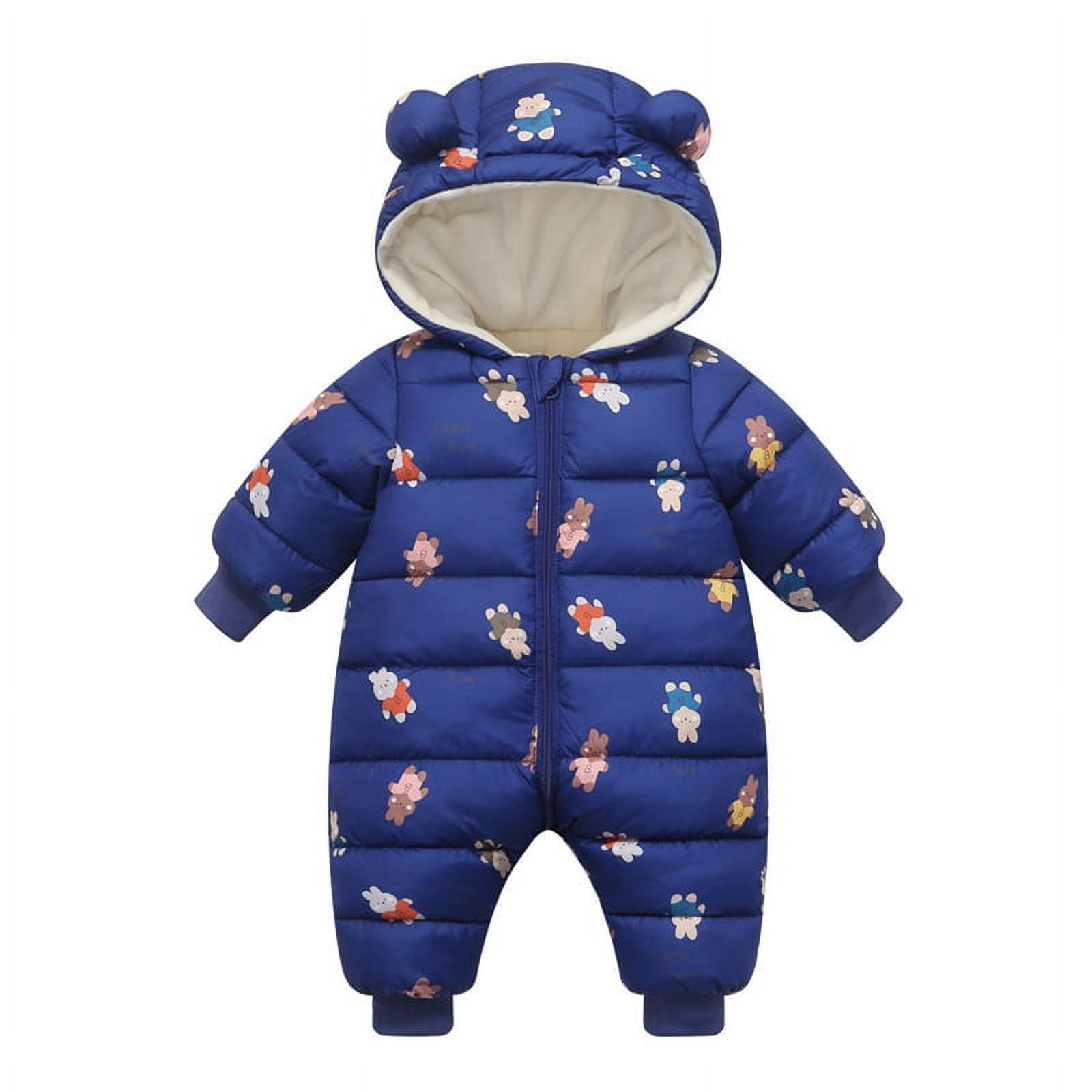 GYRATEDREAM Baby Boy Girl Winter Thicken Jumpsuit Newborn Bear Ear Snowsuit Infant Long Sleeve ...