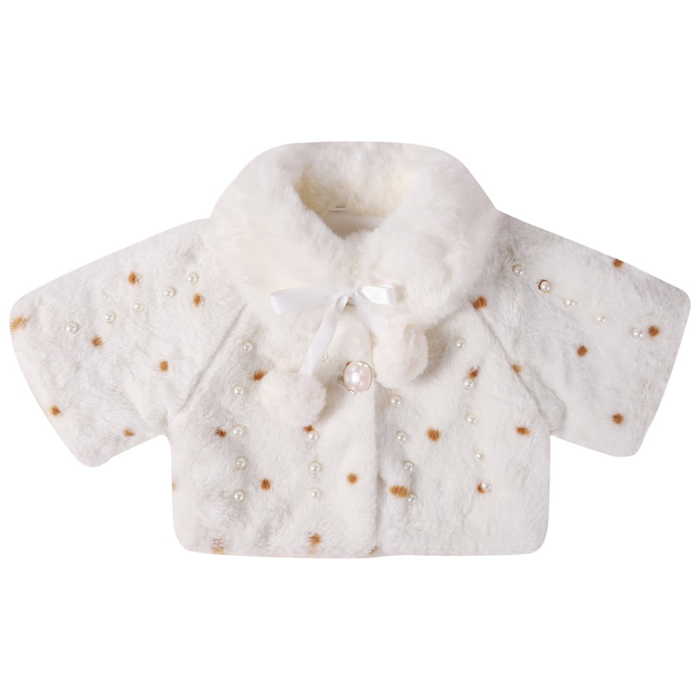 GYRATEDREAM Baby Girls Faux Fur Warm Cloak Coat Cute Winter Furry Cape Jacket Fluffy Plush ...