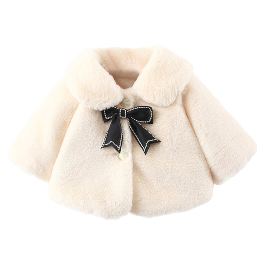 GYRATEDREAM Baby Girls Faux Fur Warm Cloak Coat Cute Winter Furry Cape ...