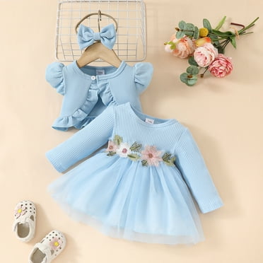 PatPat Infant Toddler Girl Long Sleeve Jacket & Floral Mesh Tank Dress Set, 6-9M - Walmart.com