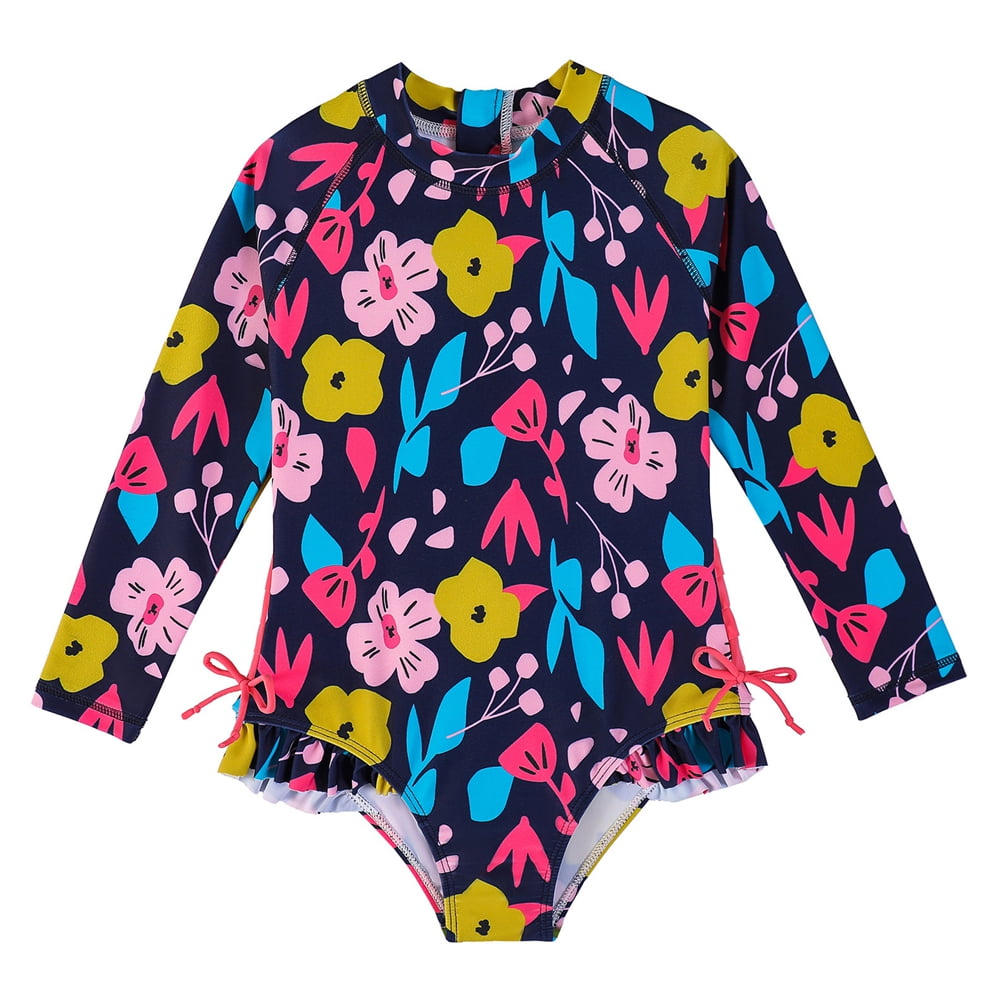 GYRATEDREAM Baby Girls Rash Guard Swimsuit Long Sleeve Ruffles Swimwear ...