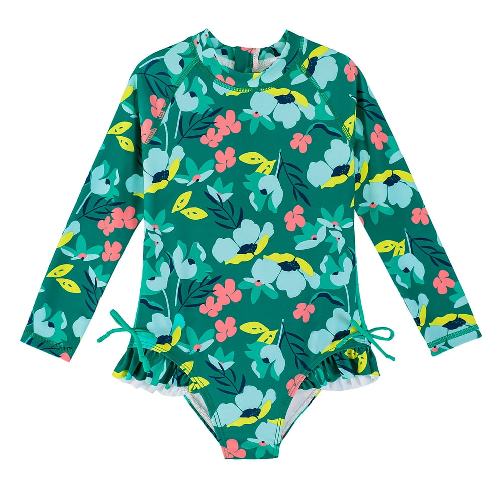GYRATEDREAM Baby Girls Rash Guard Swimsuit Long Sleeve Ruffles Swimwear ...